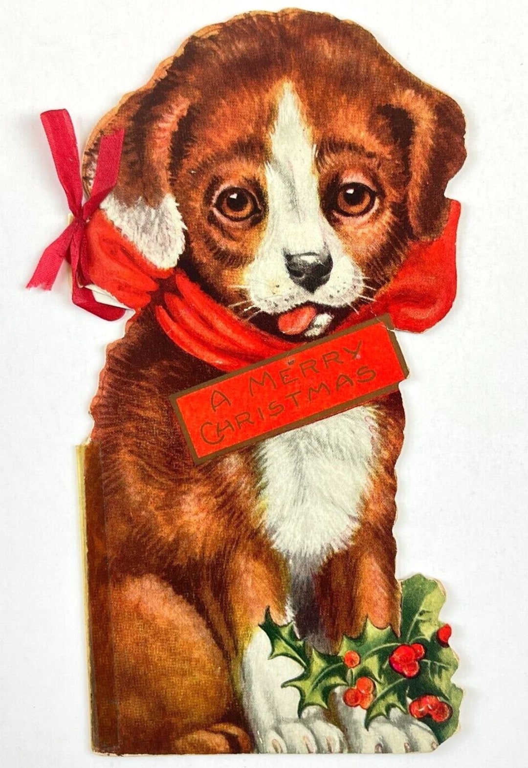 Antique 1920s Puppy Christmas Story Book Card Santa's Dog Spot - Etsy