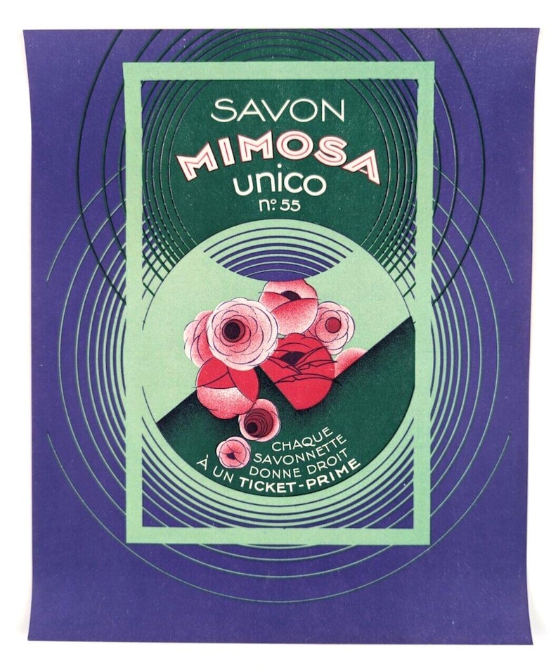 1920s Savon Mimosa French Art Deco Soap Label Original Unico 10.25 X 8. ...