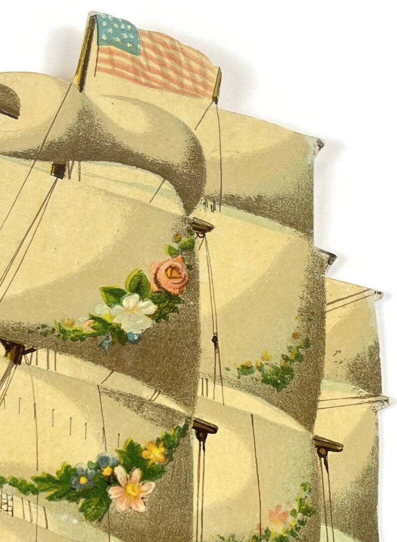 Vintage Victorian Era Die-cut - Homeward Bound Clipper Ship. Antique ...