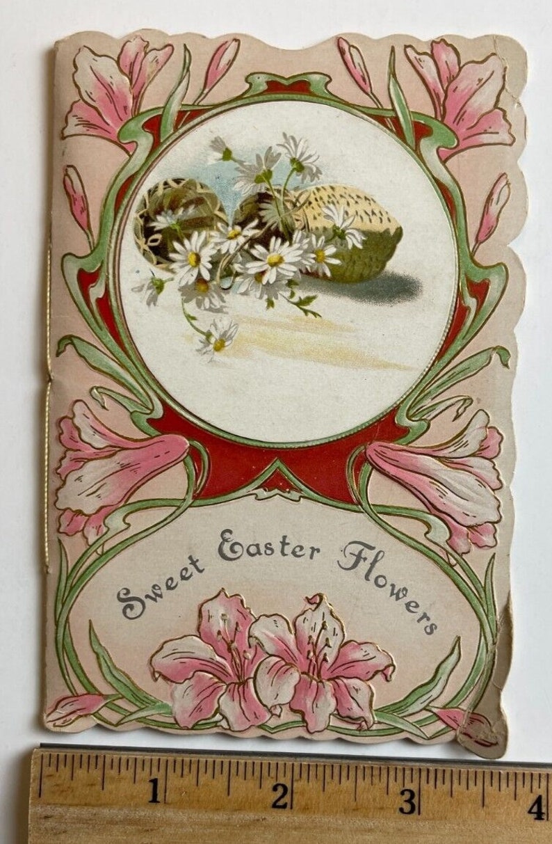 Antique Vintage Victorian Easter Greeting Card Unused 5.5 X 3.5 Inches ...