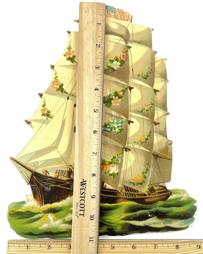 Vintage Victorian Era Die-cut - Homeward Bound Clipper Ship. Antique ...