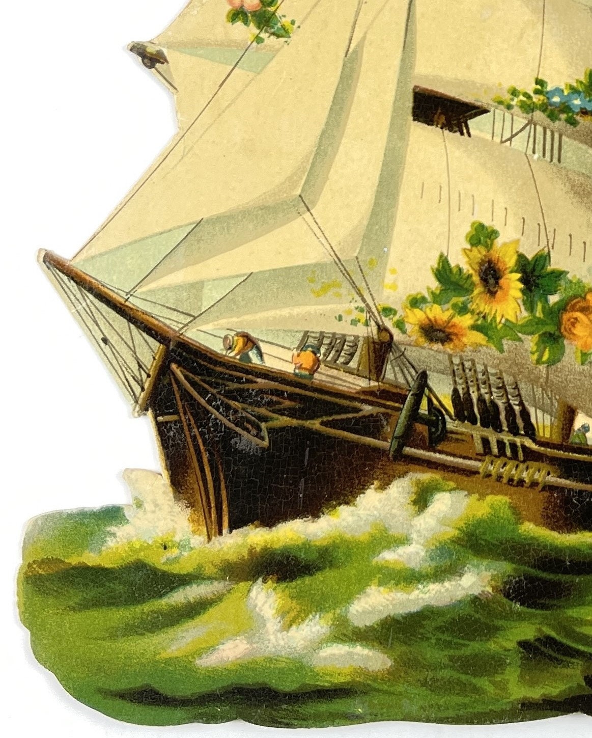 Vintage Victorian Era Die-cut - Homeward Bound Clipper Ship. Antique ...