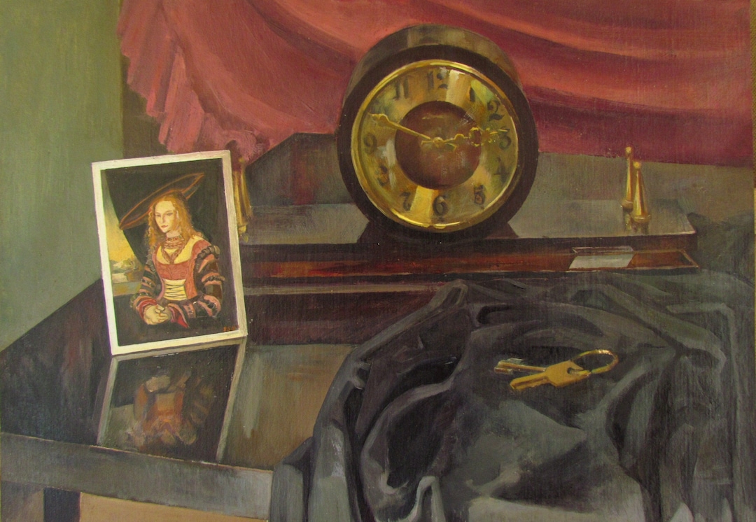 Still Life With Reproduction, Still Life With Clock, Vintage Clock ...