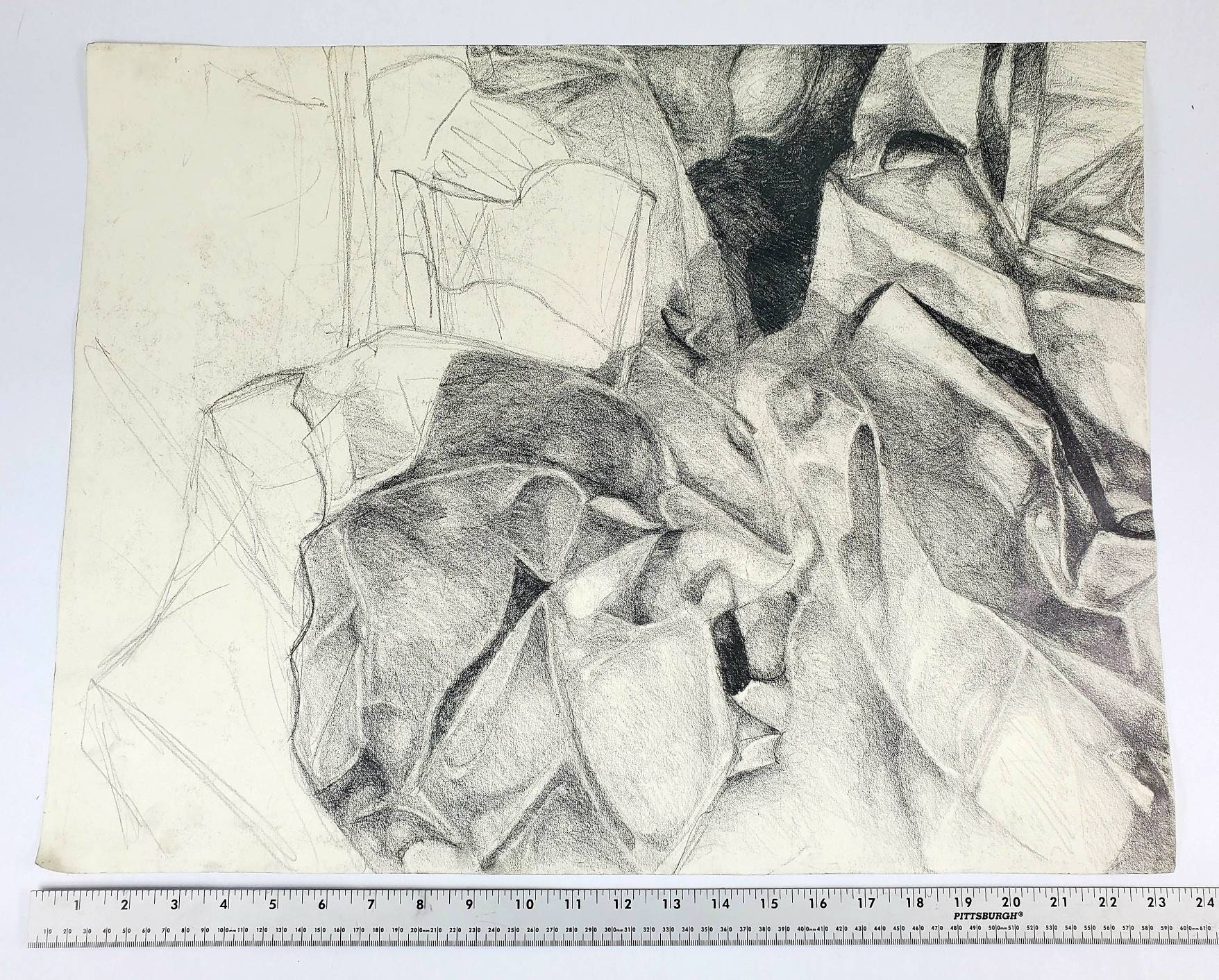 Original Abstract Graphite Drawing on Toned Paper "untitled Xi" (18" X ...