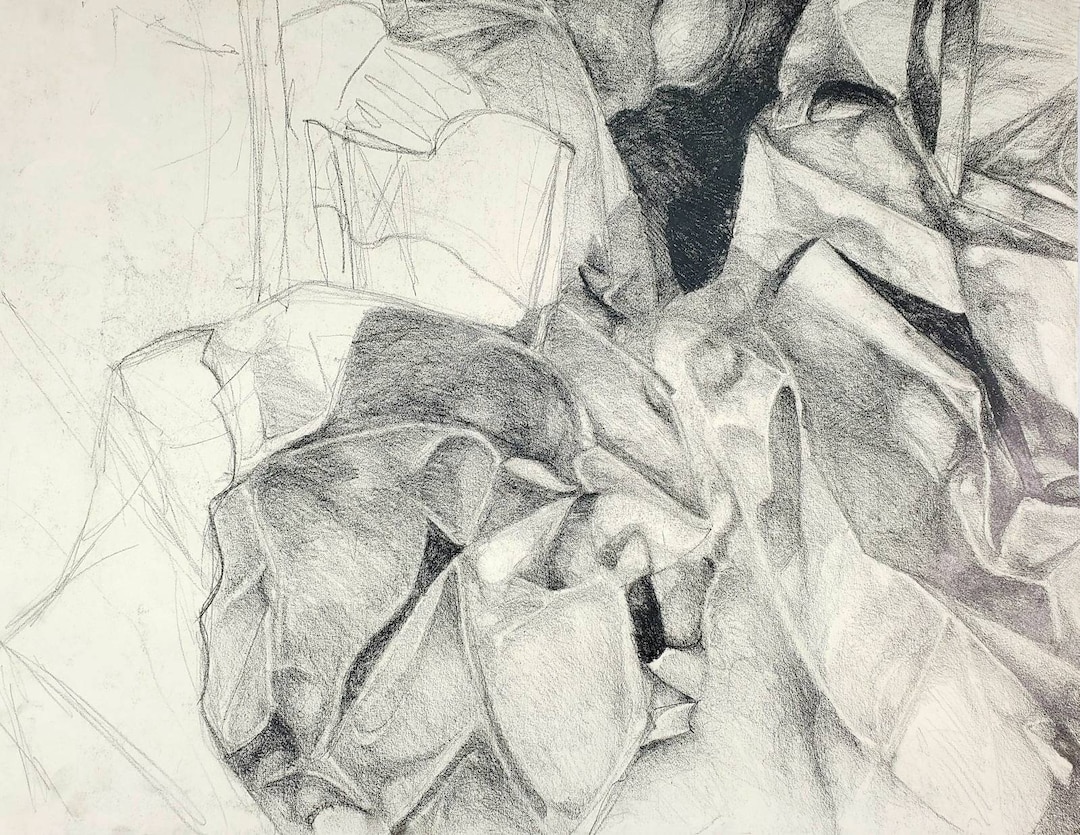 Original Abstract Graphite Drawing on Toned Paper "untitled Xi" (18" X ...