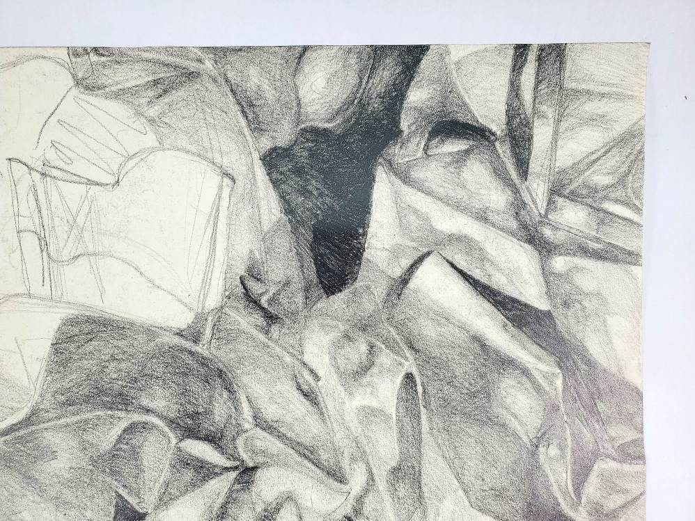 Original Abstract Graphite Drawing on Toned Paper "untitled Xi" (18" X ...