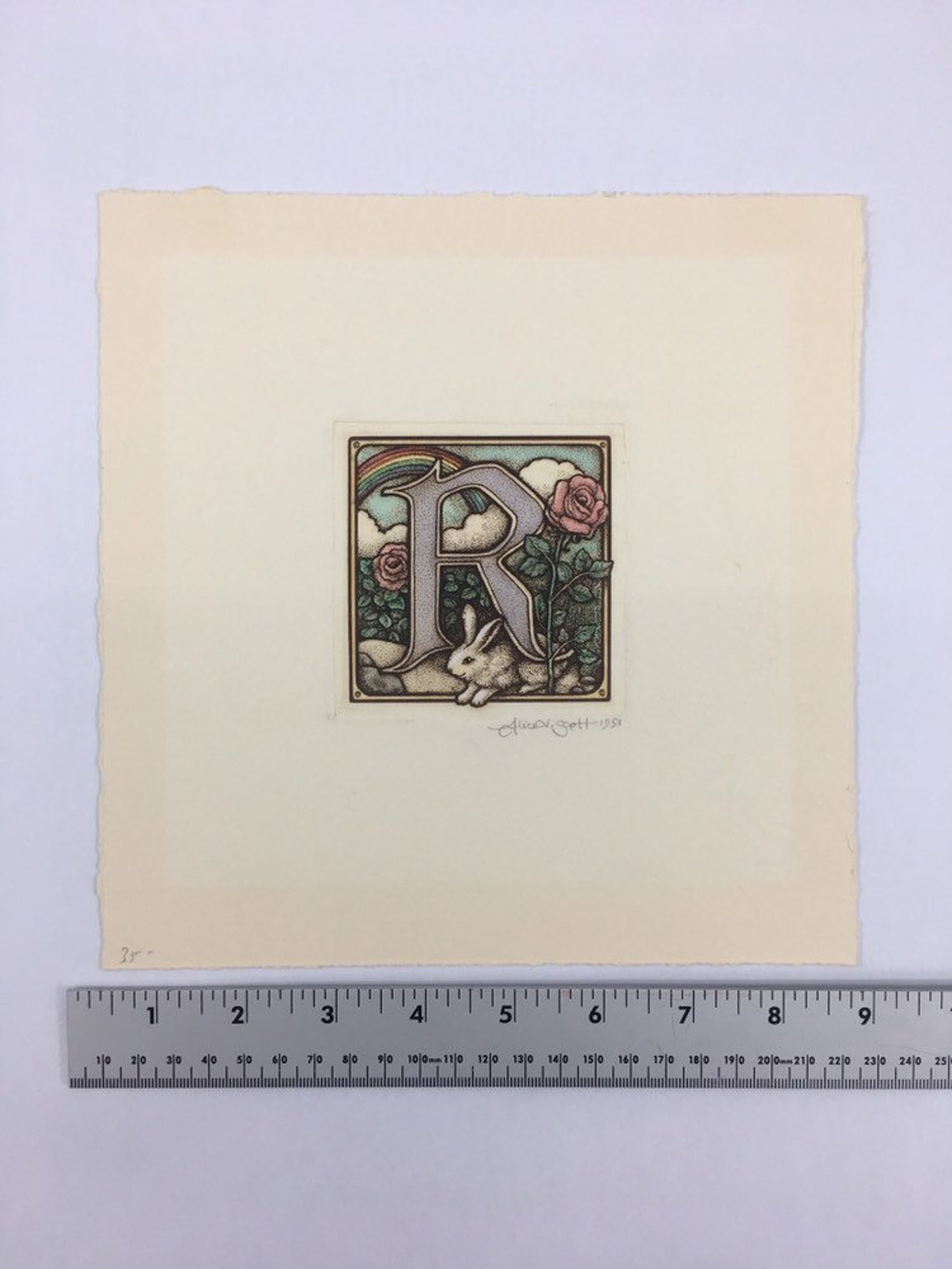 Alice V. Scott 3 1/2 X 3 1/2 Handcolored Etching R is for - Etsy