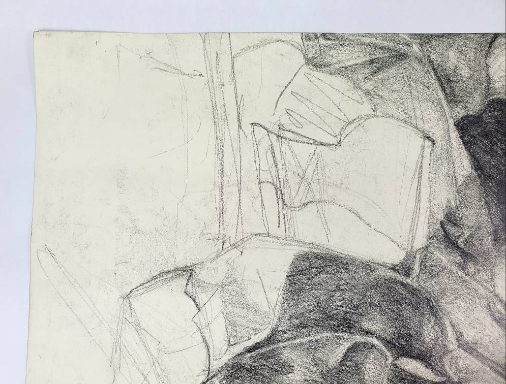 Original Abstract Graphite Drawing on Toned Paper "untitled Xi" (18" X ...