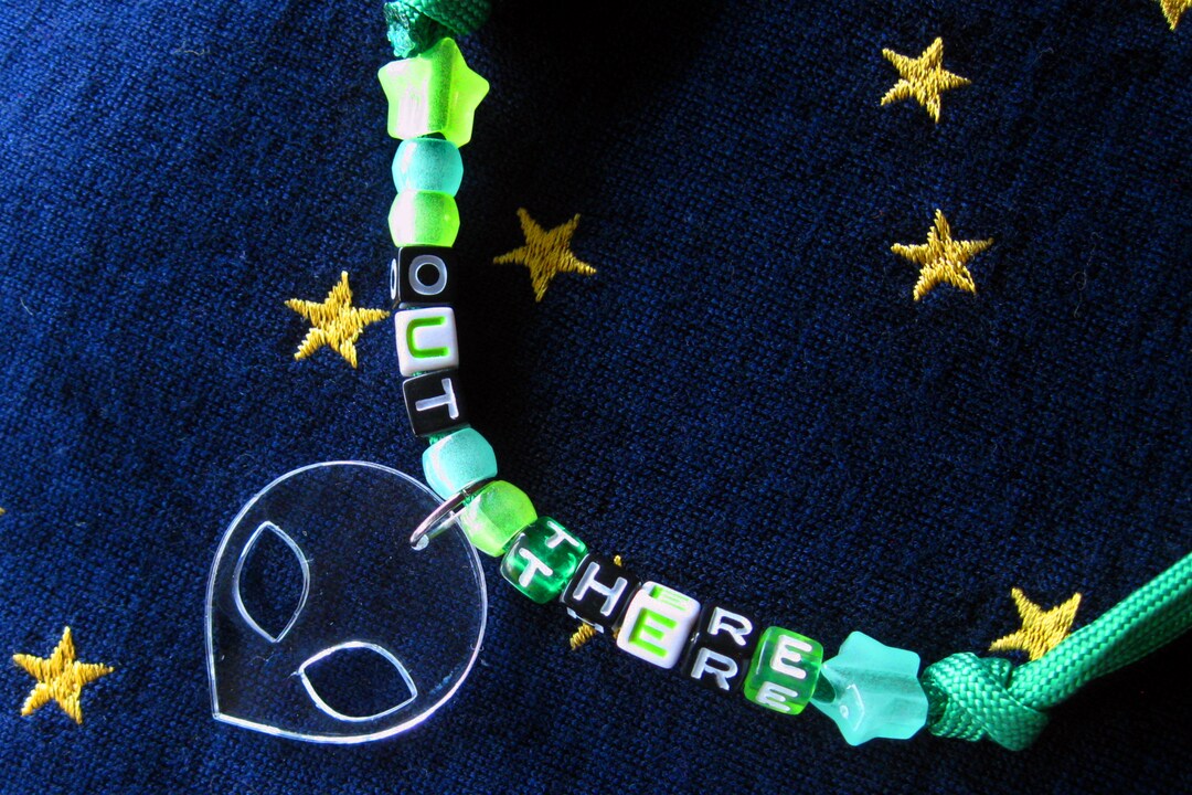 Paracord Alphabet Beads Alien Pendant Adjustable Necklace: OUT THERE - Etsy