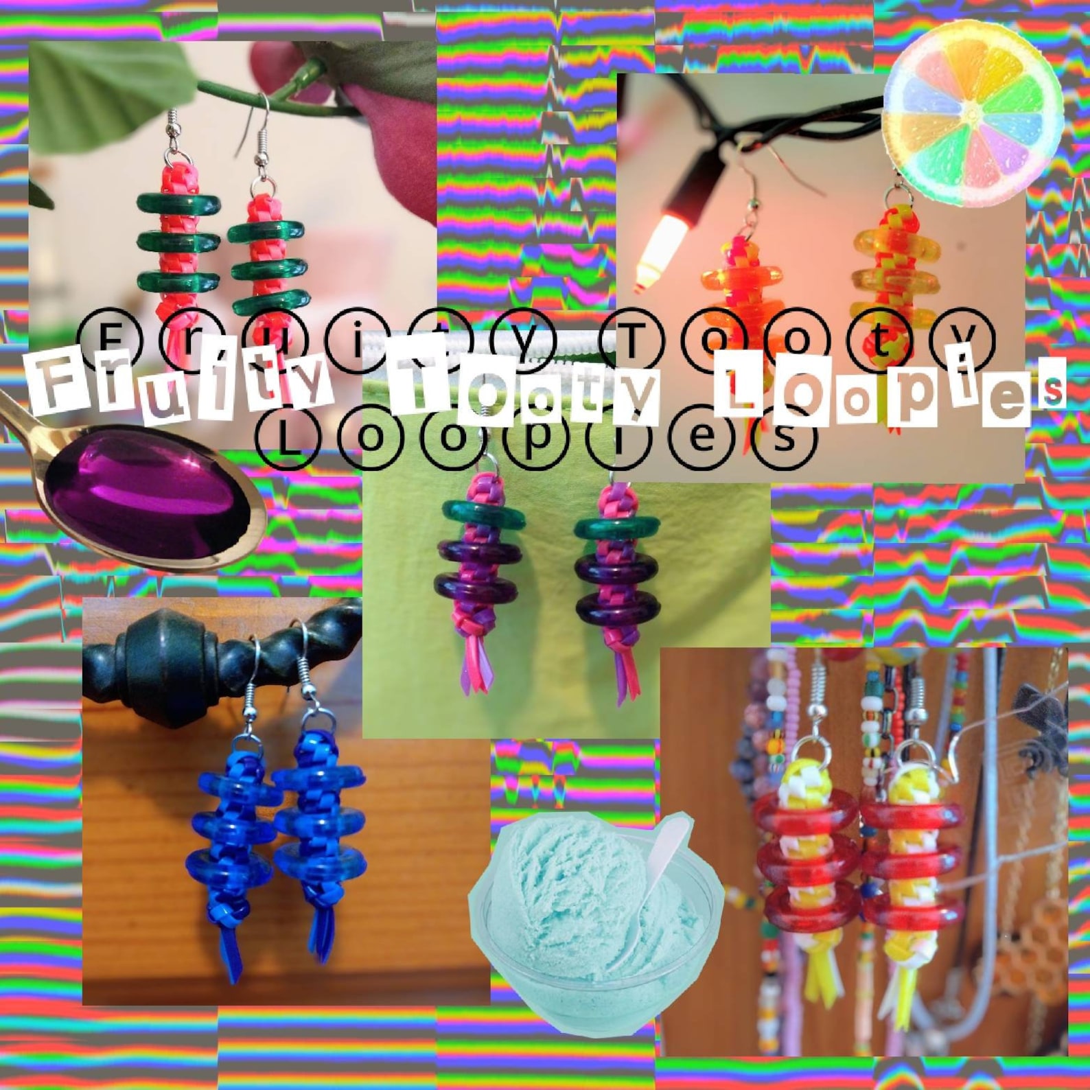 Colorful Rexlace Plastic Lace Lanyard Earrings: Fruity Tooty Loopies - Etsy