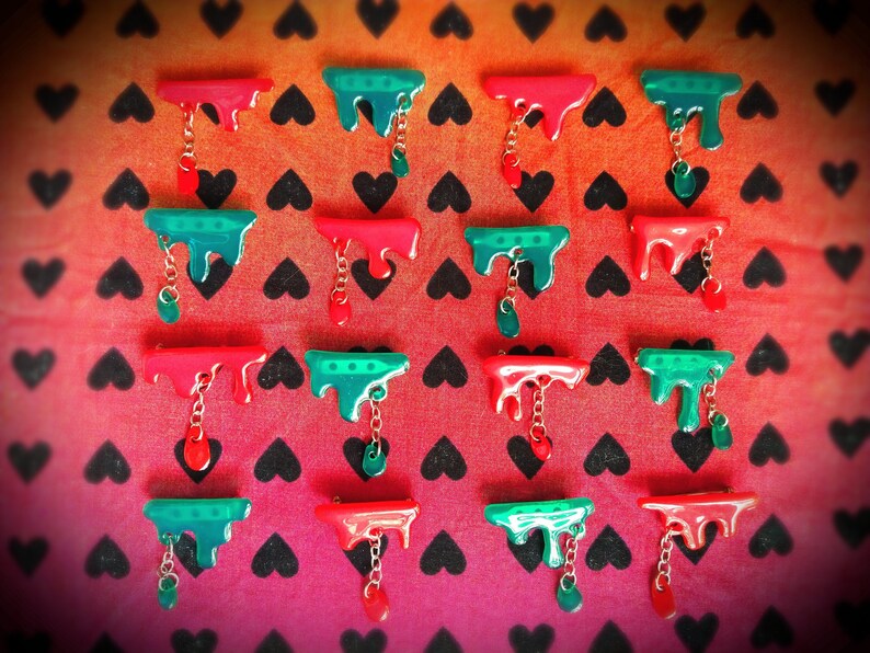 Blood & Slime Drippy Small Cute Monster Gore Badges - Etsy