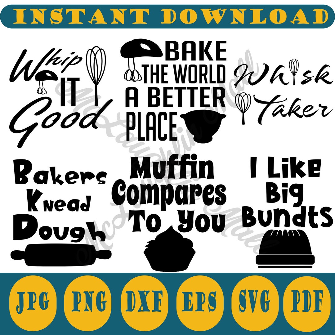 Kitchen SVG - Baking Cut Files Bundle - Baking Clipart PNG - Kitchen ...