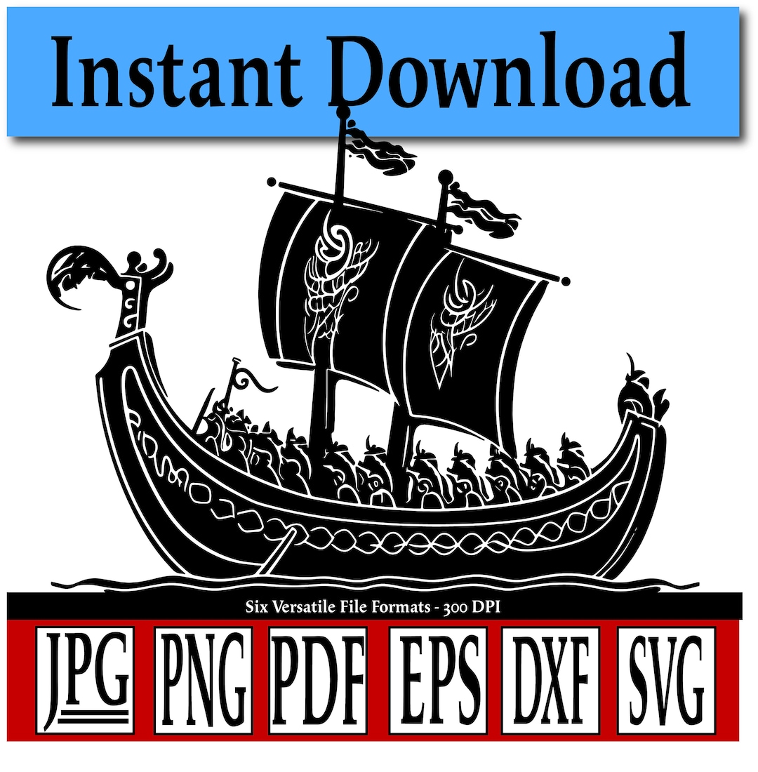 Norse Pagan Viking Ship SVG in Multiple Formats With Instant - Etsy