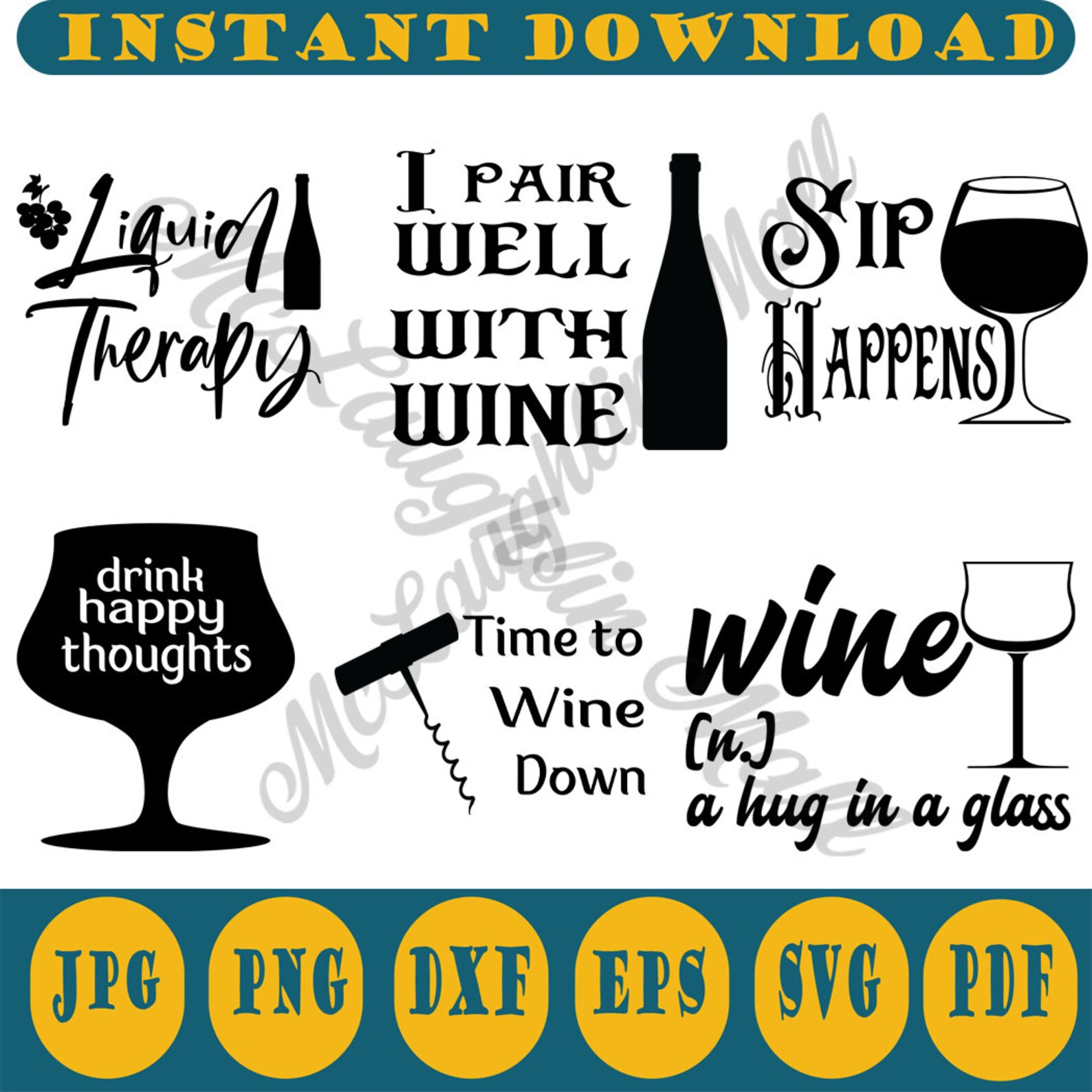 Wine SVG Wine SVG Files Wine SVG Bundle Wine Glass Cut - Etsy