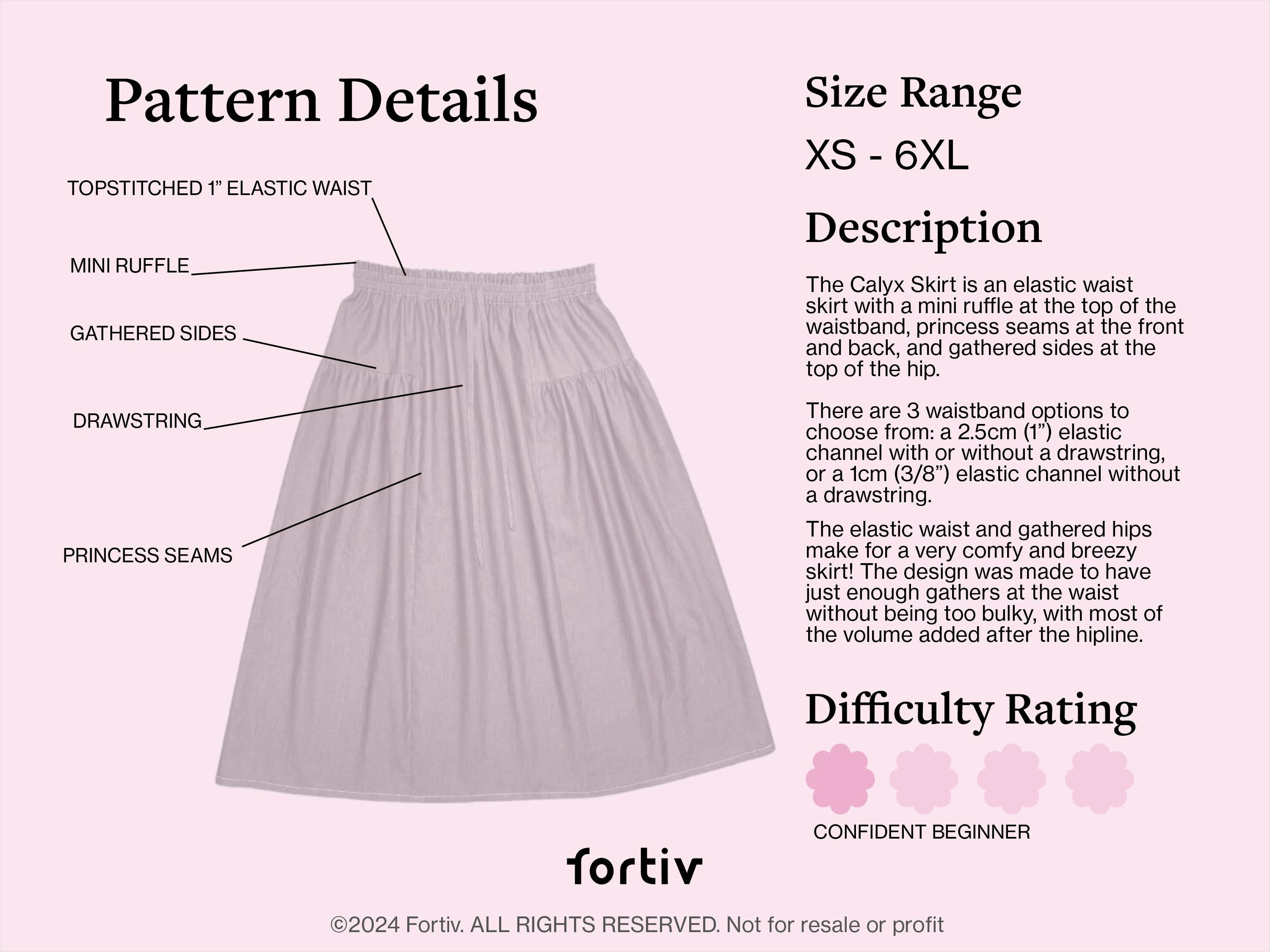 Calyx Skirt PDF Sewing Pattern | Size Inclusive XS-6XL | Beginner ...