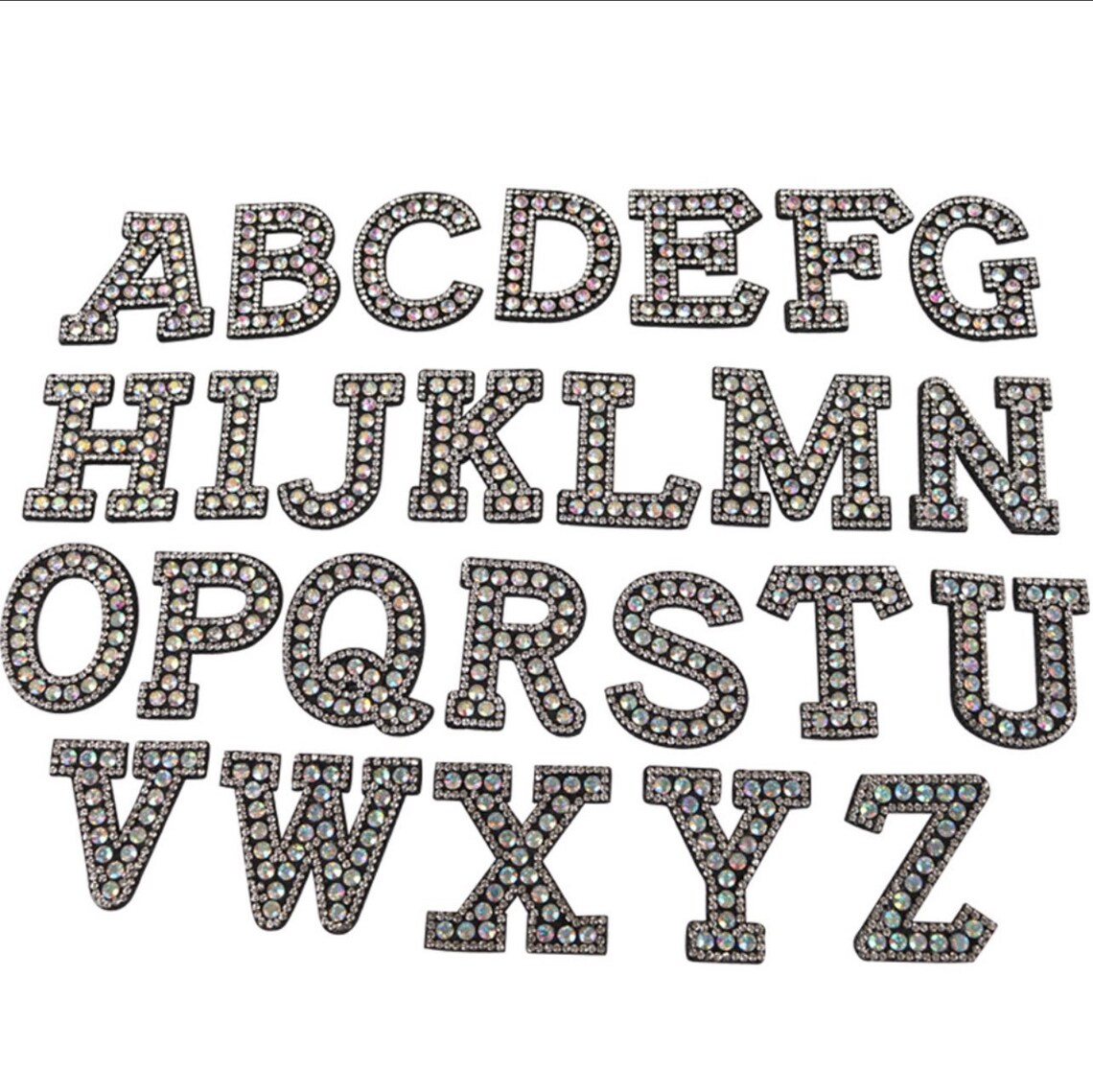 Rhinestone letters Alphabet Rhinestone A to Z iron on sew | Etsy