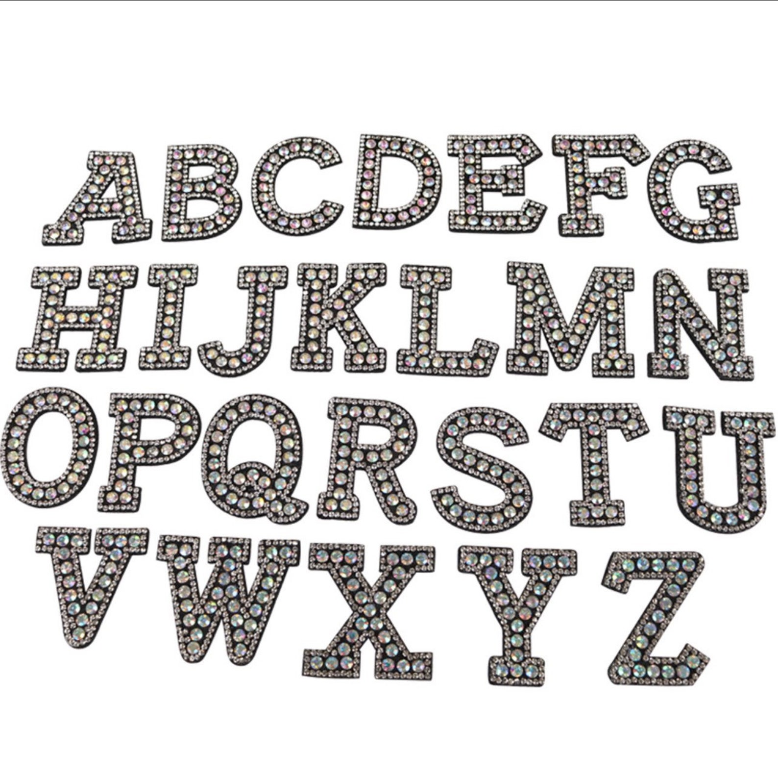 Rhinestone letters Alphabet Rhinestone A to Z iron on sew | Etsy