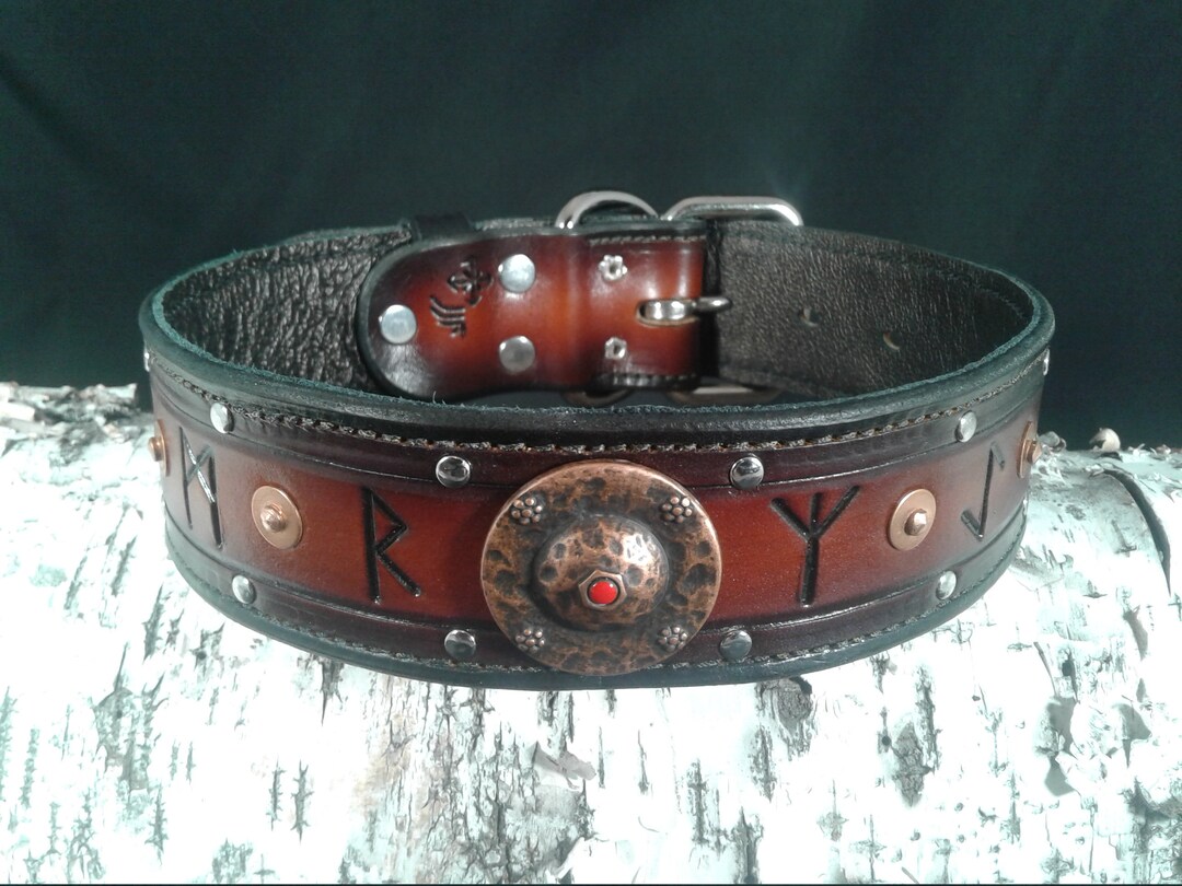Viking Rune Collar W/ Shield Concho - Etsy