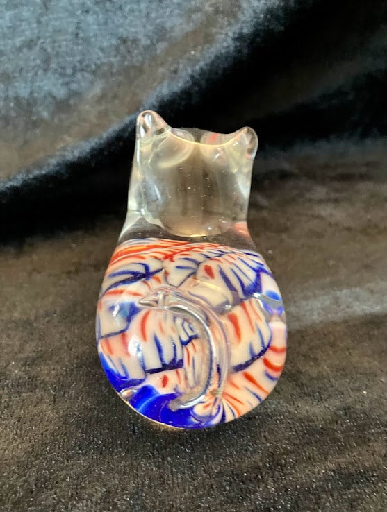 Glass Cat Paperweight With Colors Inside - Etsy