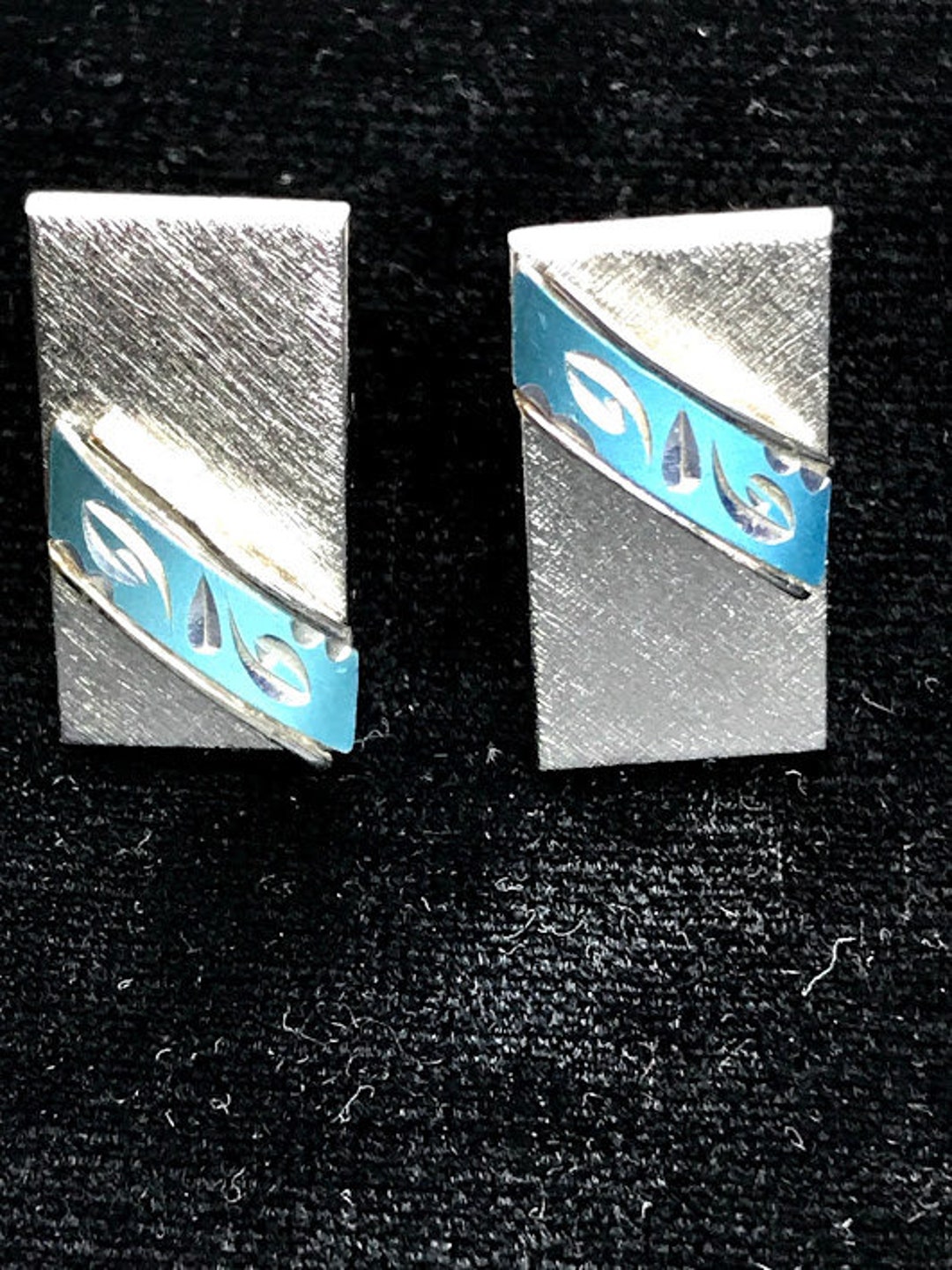 Vintage Stainless Swank Cufflinks With Sky Blue Enamelled Detail - Etsy
