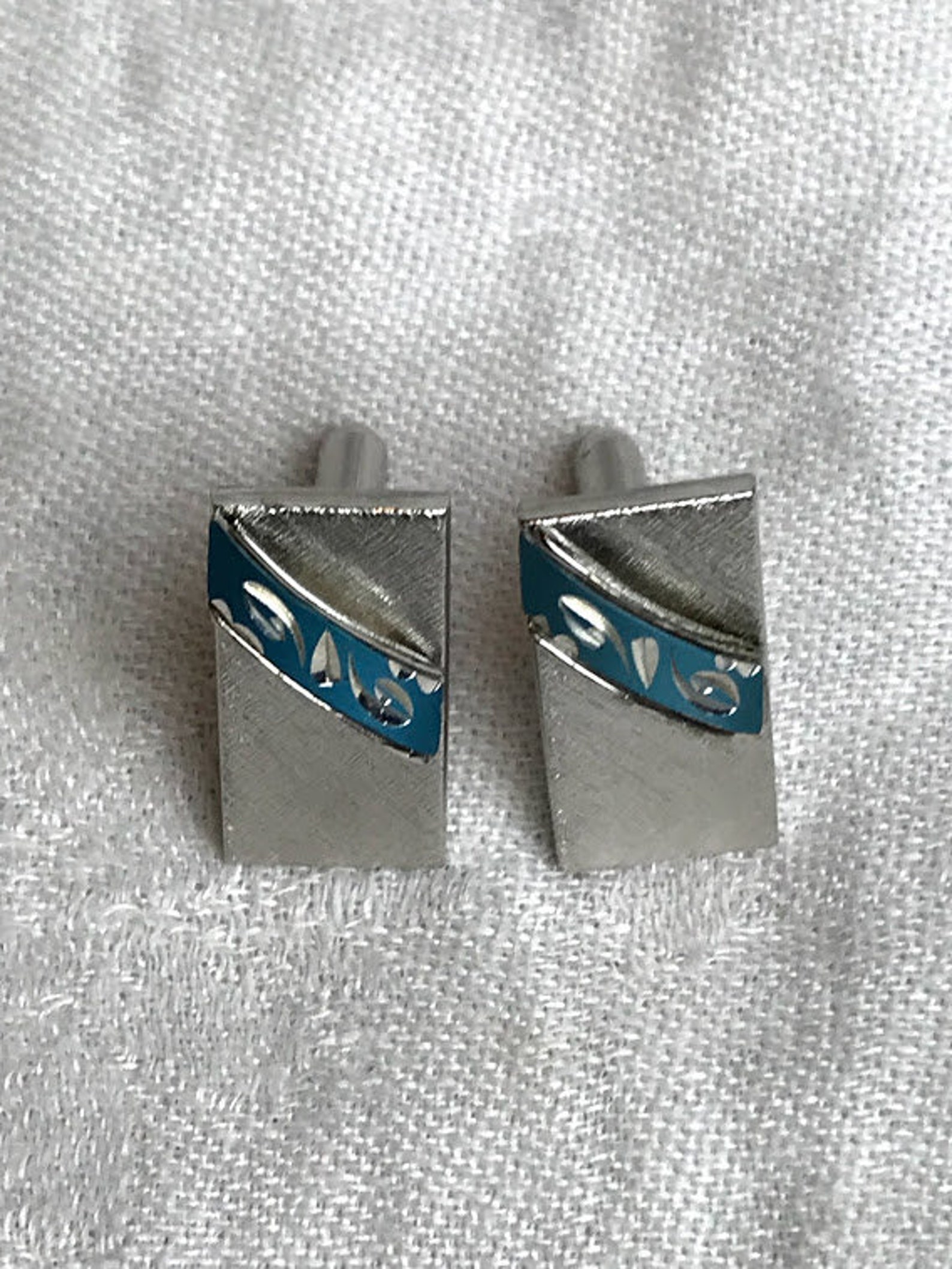 Vintage Stainless Swank Cufflinks With Sky Blue Enamelled Detail - Etsy