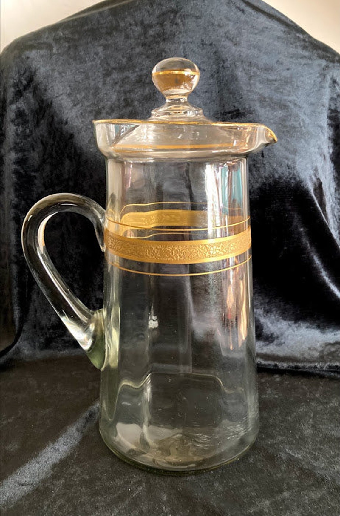 Stunning early 20th century Tiffin Glass gilded lidded pitcher | Etsy