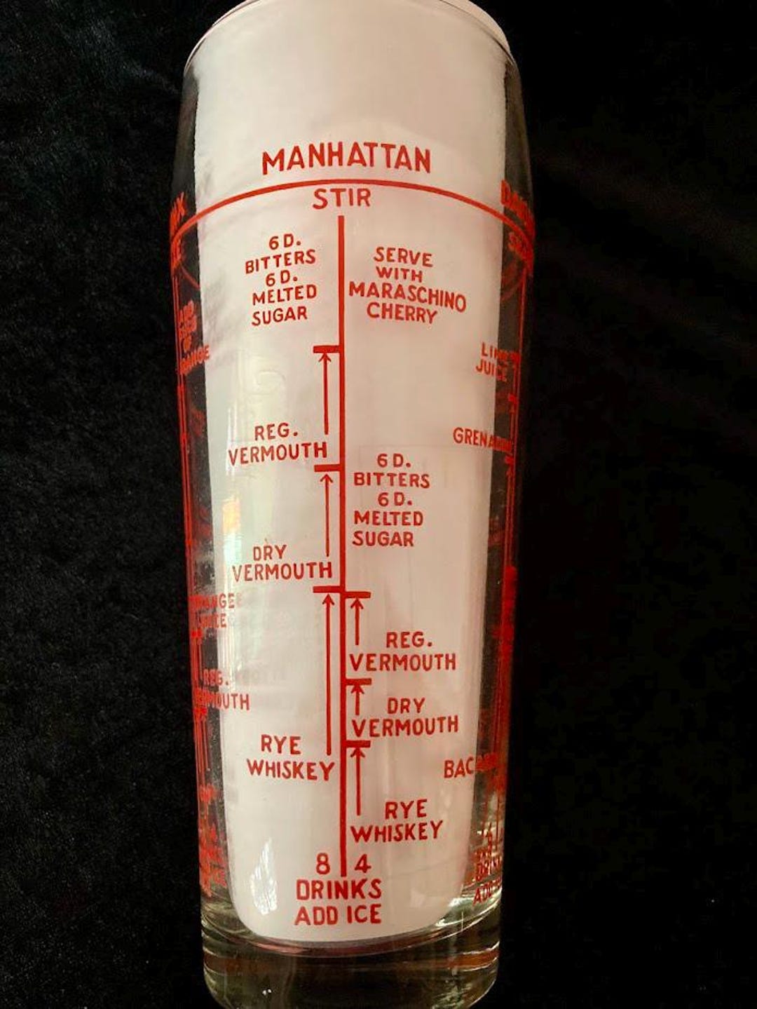 Tall Glass Drink Recipe Cocktail Shaker, Missing Top - Etsy