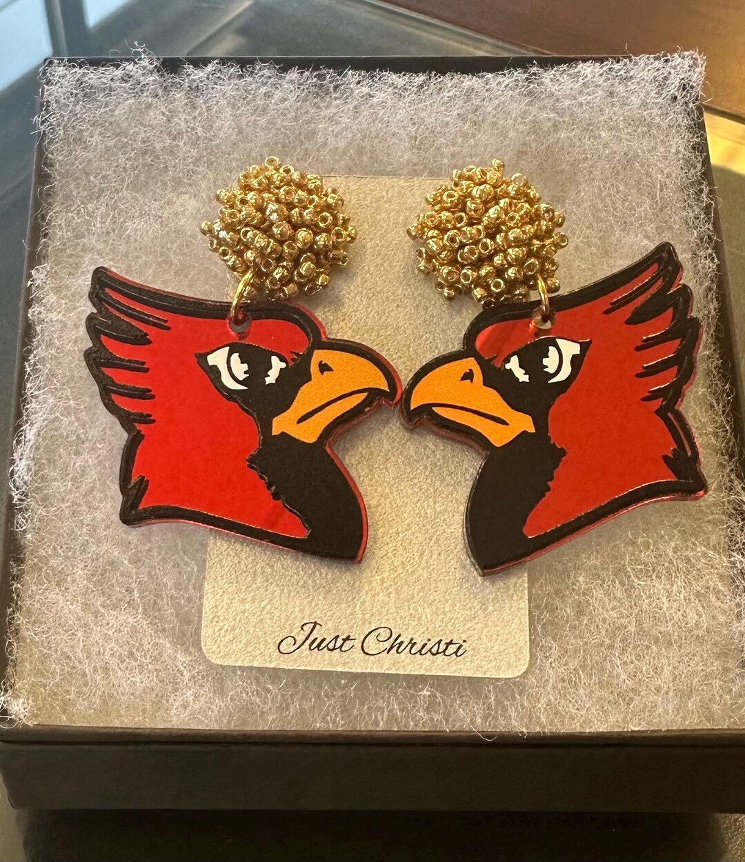 Game Day Sport Red Mirror Cardinal Earrings - Etsy