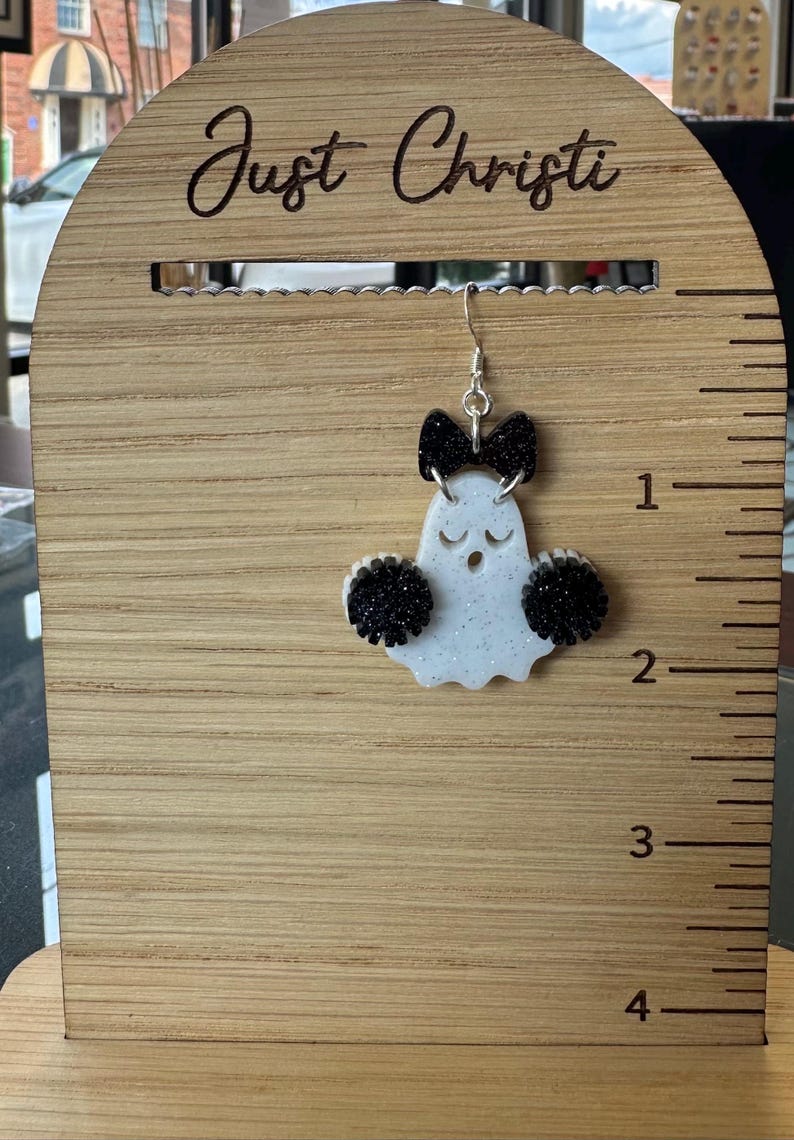 Halloween Spooks and Spirits Ghost Cheerleader With Black Glitter Pom ...