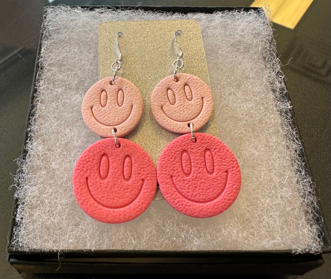 Stacked Smiley Face Earrings - Etsy