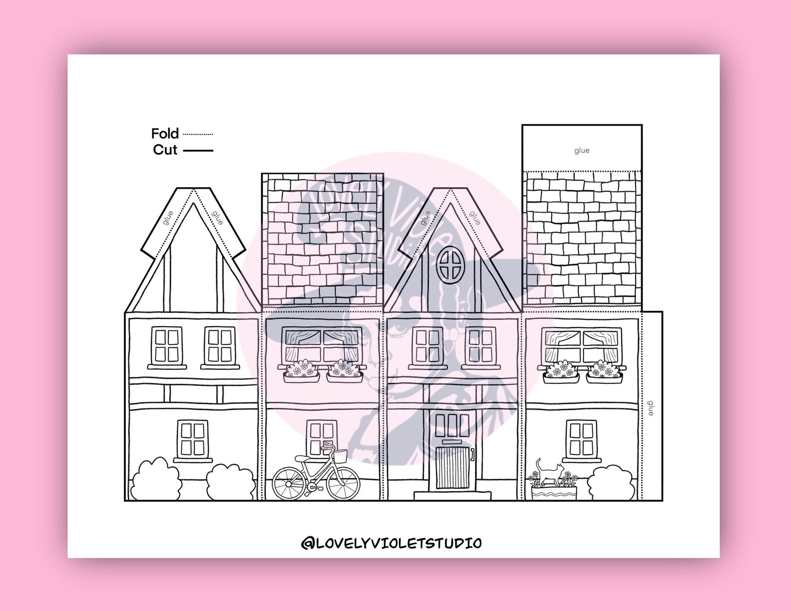 Paper House Coloring Page, Build a House DIY Paper Craft, Cut and Fold ...