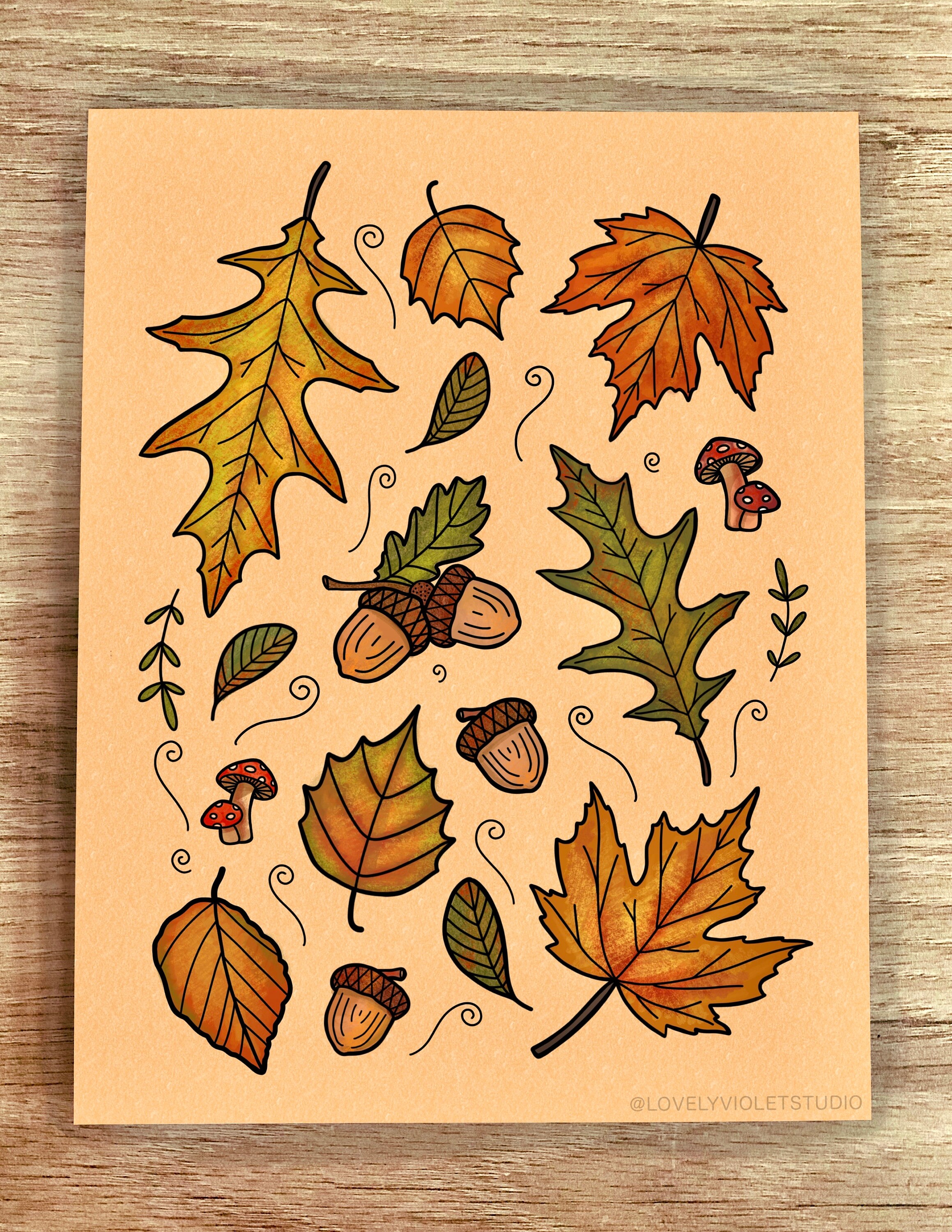 Fall Leaves Coloring Page Digital Download, Printable Fall Themed ...