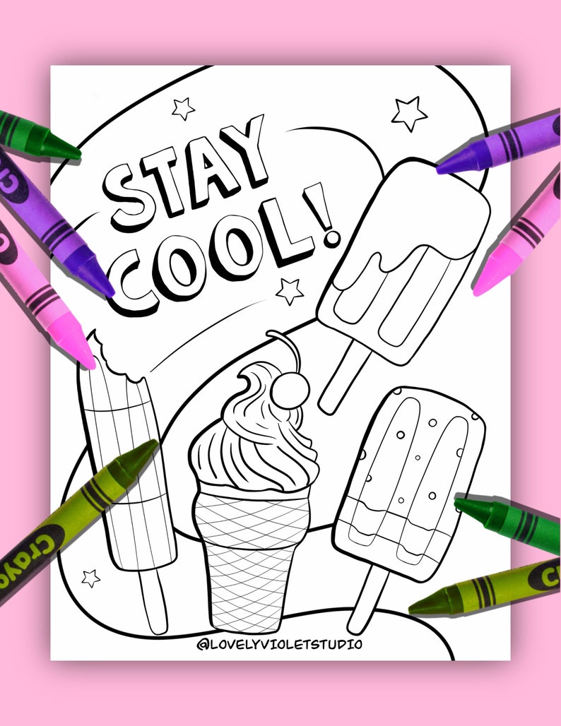 Popsicle Coloring Page Digital Download, Printable Popsicle Paper Craft ...