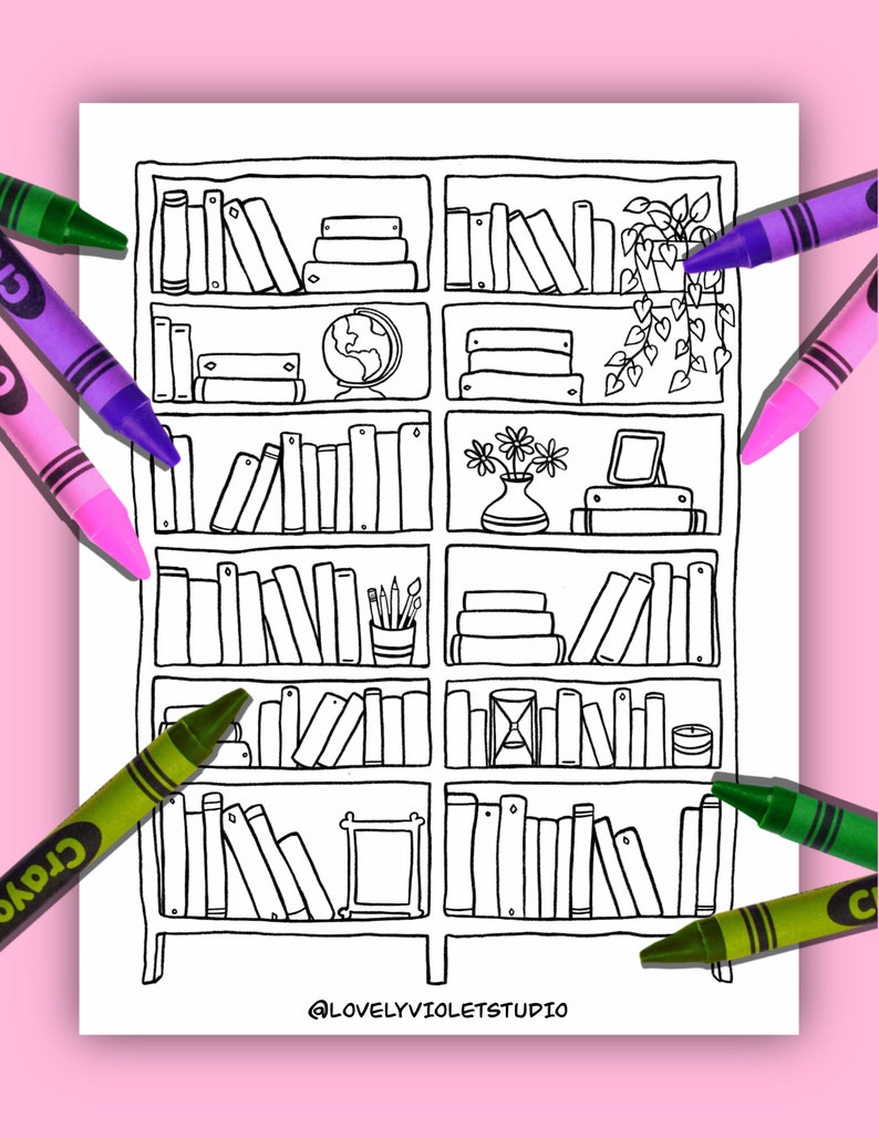 Reading Challenge Coloring Page Digital Download, Printable Bookshelf ...