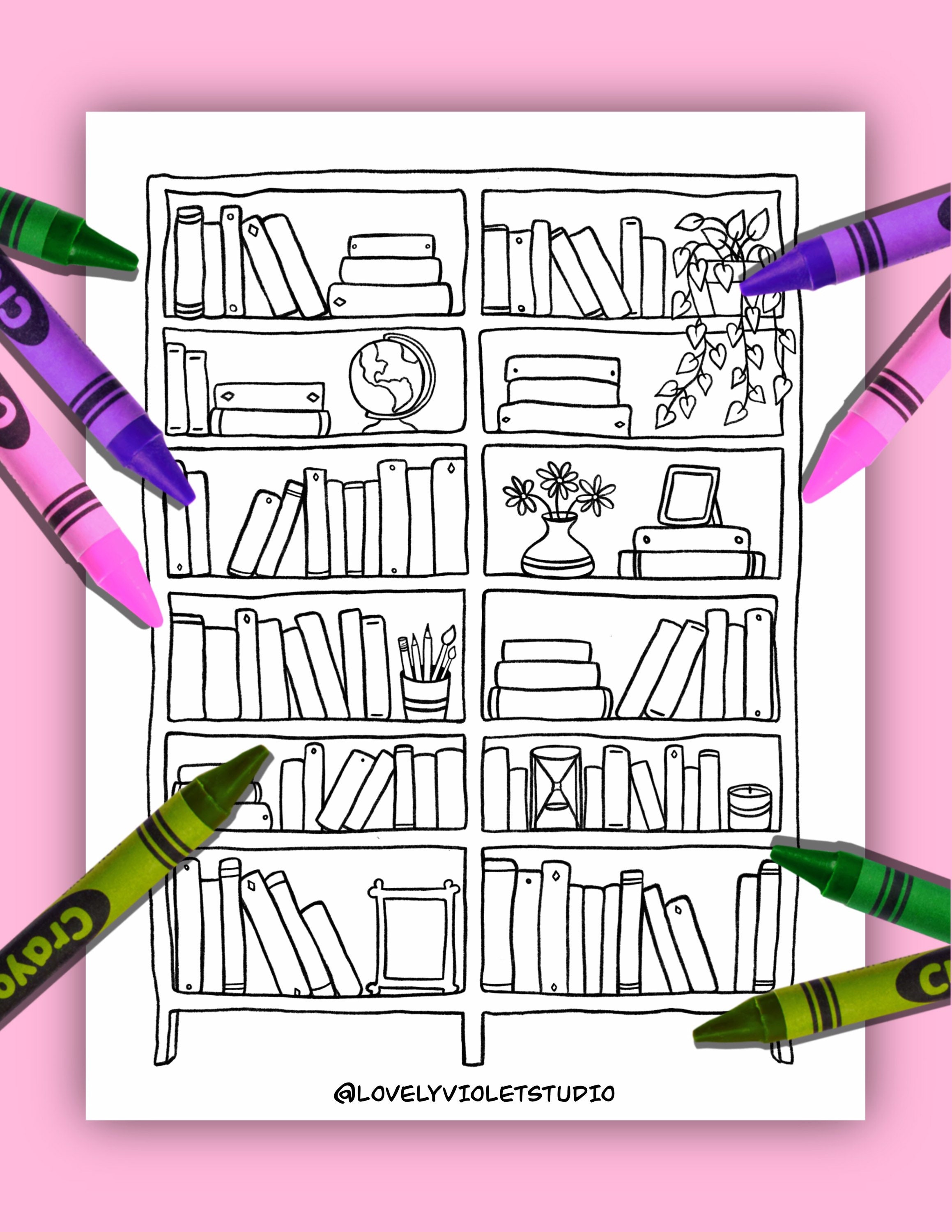 Reading Challenge Coloring Page Digital Download, Printable Bookshelf ...