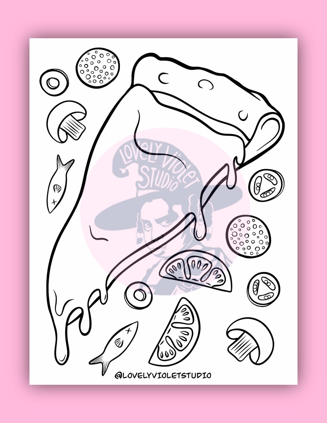 Pizza Slice Coloring Page Digital Download, Printable Pizza Paper Craft ...