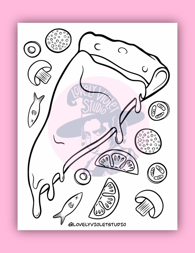 Pizza Slice Coloring Page Digital Download, Printable Pizza Paper Craft ...