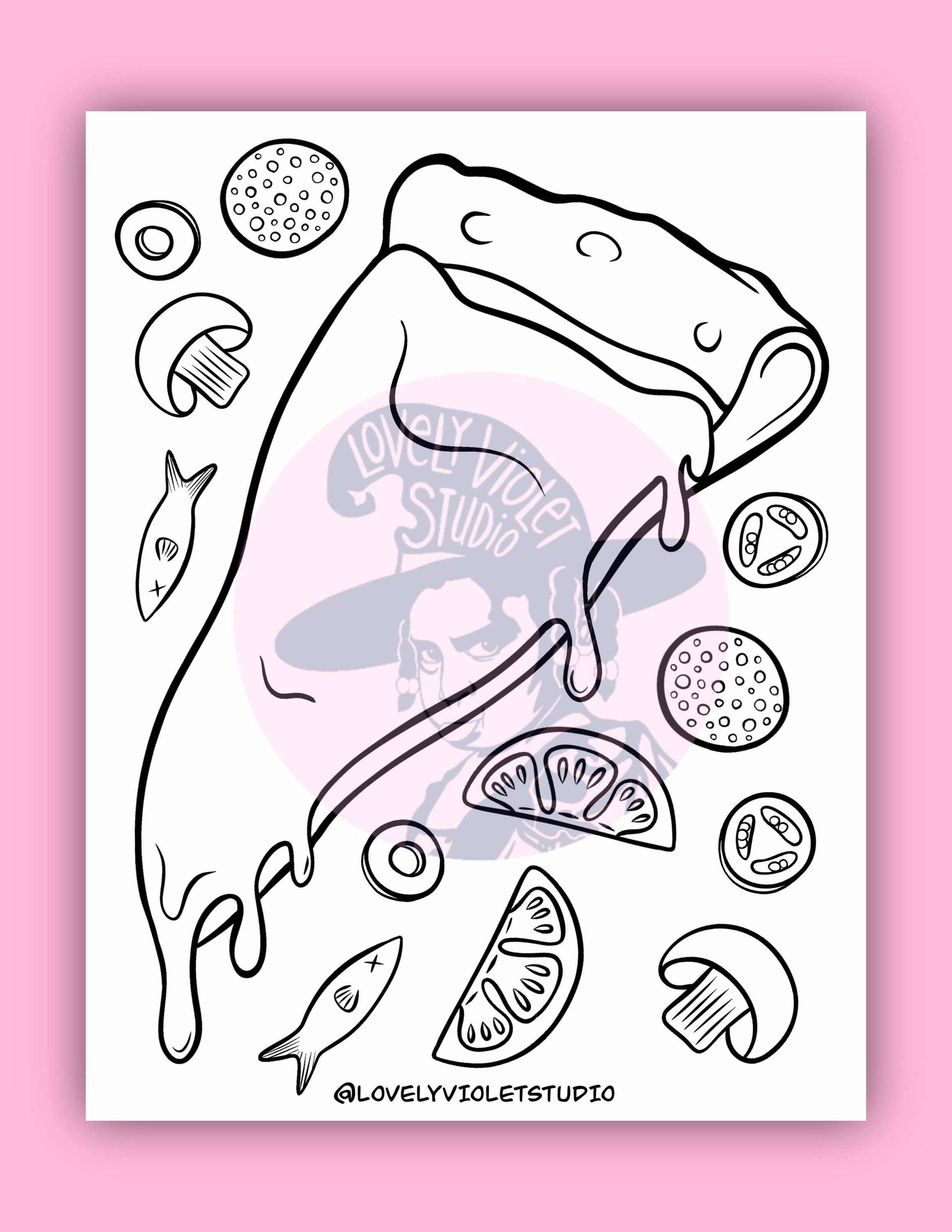 Pizza Slice Coloring Page Digital Download, Printable Pizza Paper Craft ...