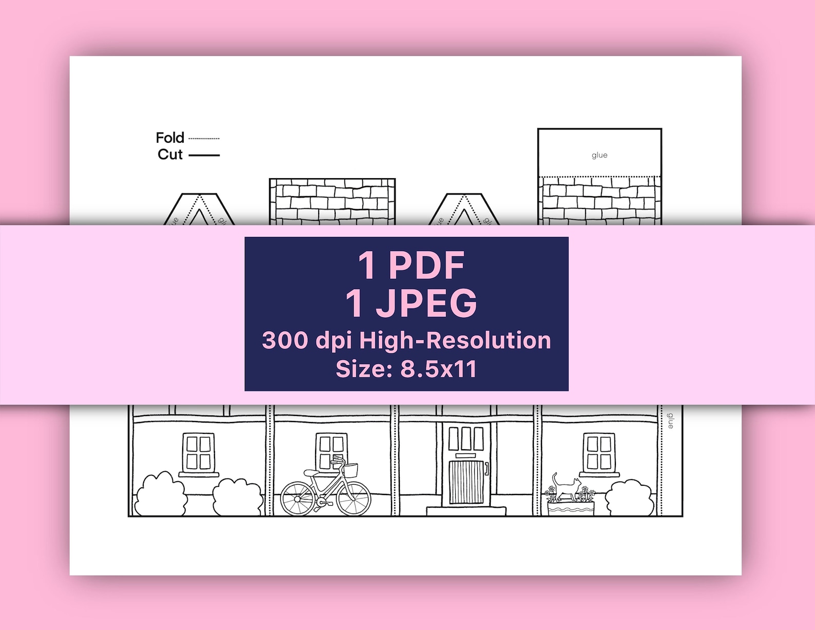 Paper House Coloring Page, Build a House DIY Paper Craft, Cut and Fold ...