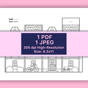 Paper House Coloring Page, Build a House DIY Paper Craft, Cut and Fold ...