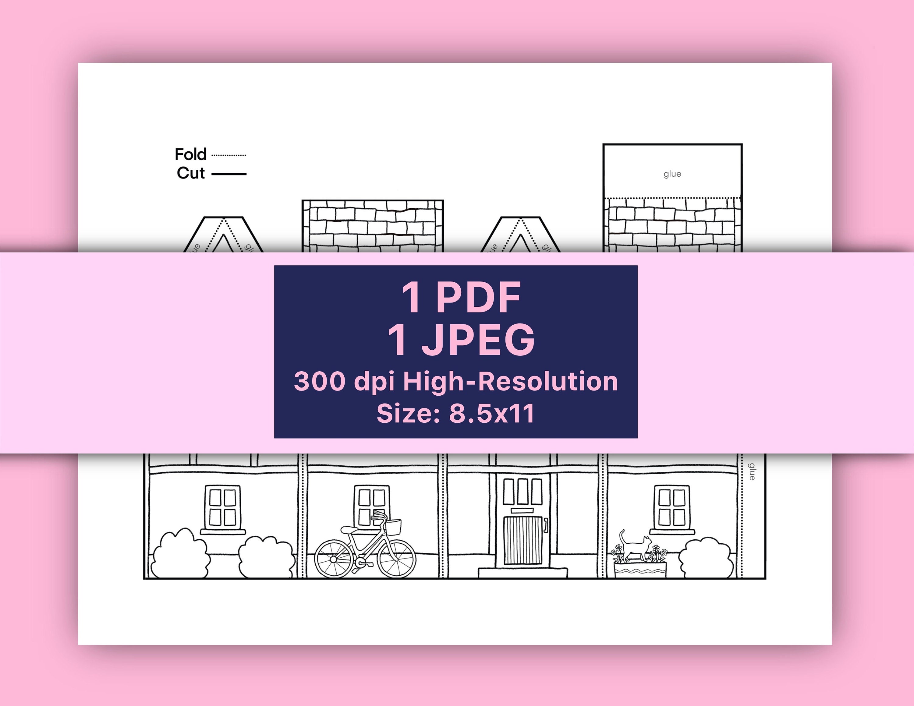 Paper House Coloring Page, Build a House DIY Paper Craft, Cut and Fold ...