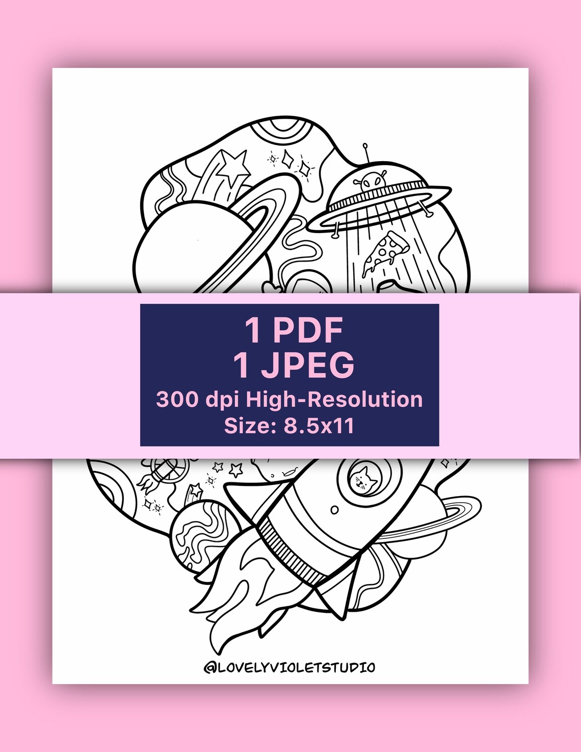 Space Exploration Coloring Page Digital Download, Galaxy Coloring Page ...