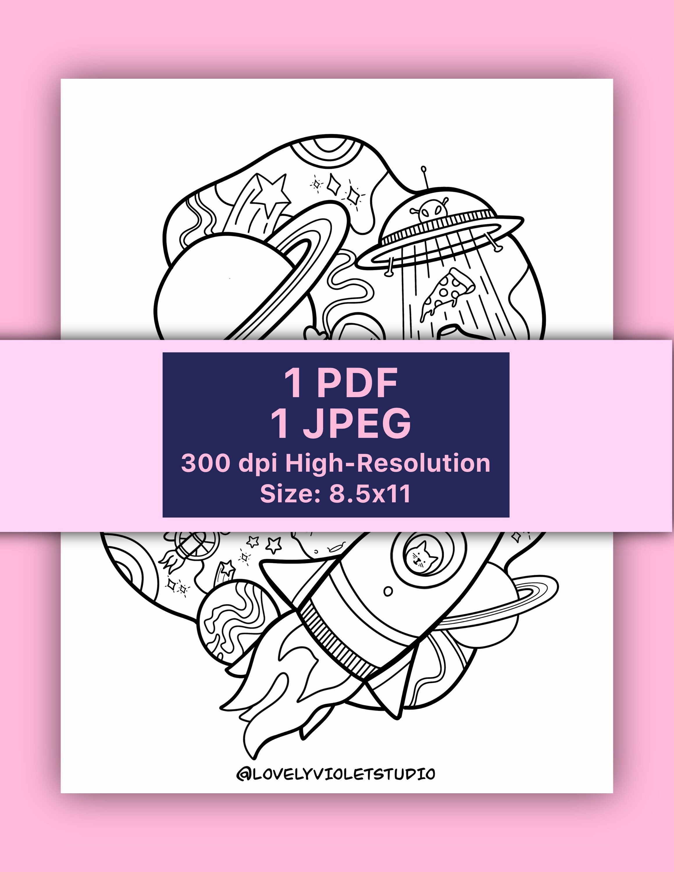 Space Exploration Coloring Page Digital Download, Galaxy Coloring Page ...