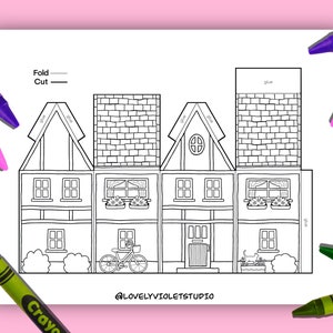 Paper House Coloring Page, Build a House DIY Paper Craft, Cut and Fold ...