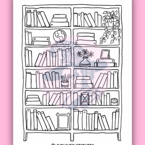 Reading Challenge Coloring Page Digital Download, Printable Bookshelf ...