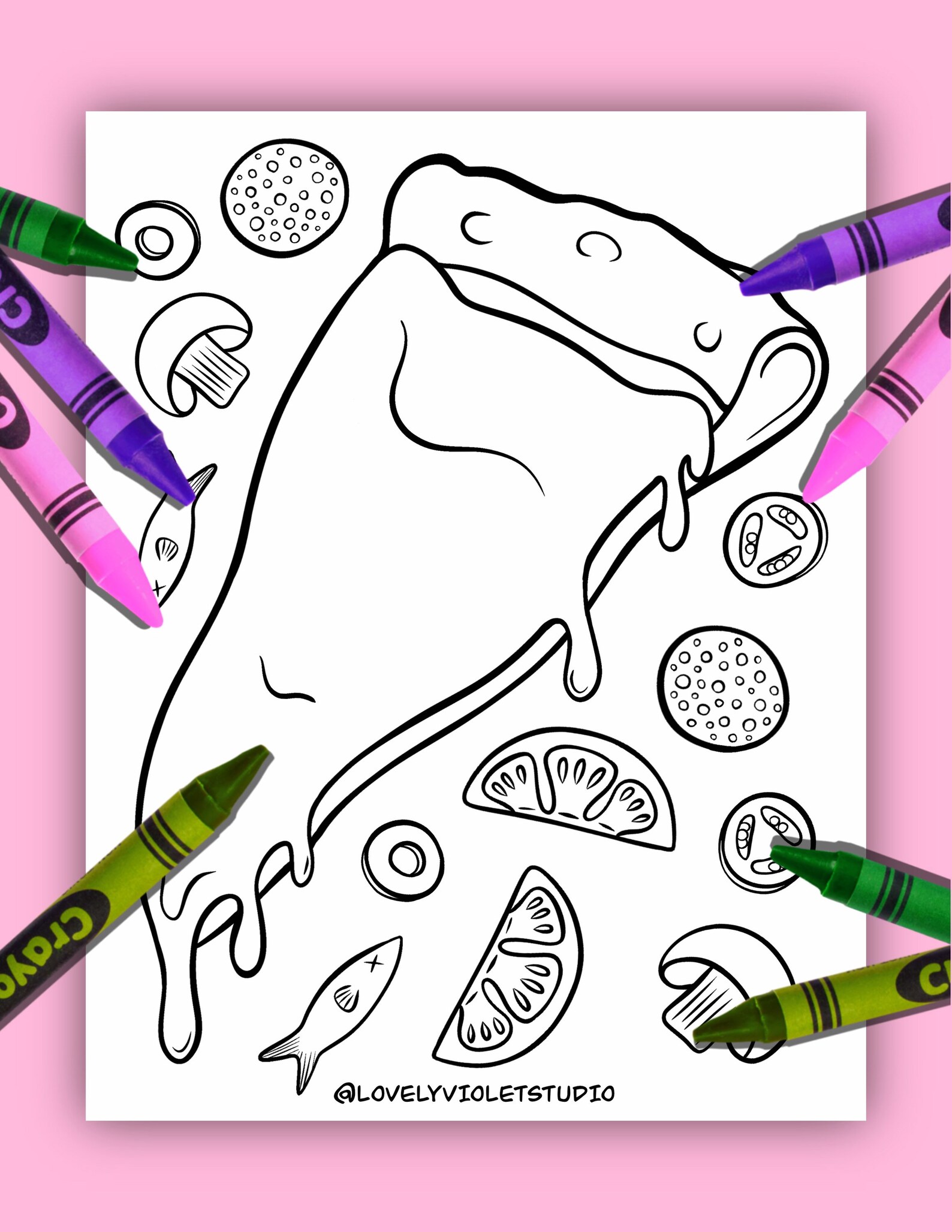 Pizza Slice Coloring Page Digital Download, Printable Pizza Paper Craft ...