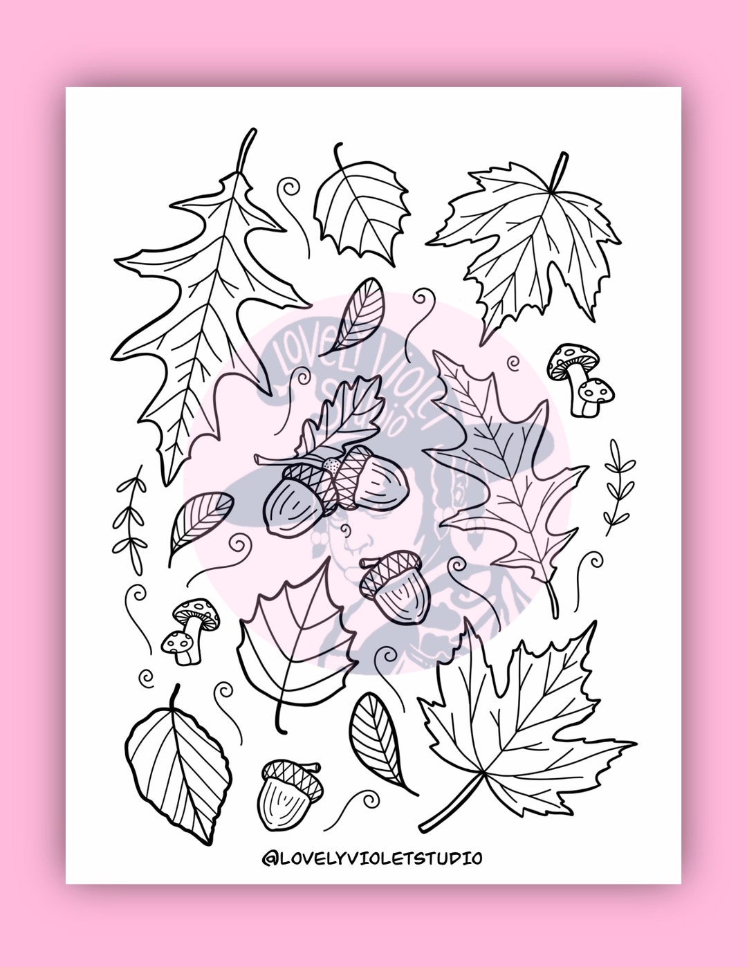 Fall Leaves Coloring Page Digital Download, Printable Fall Themed ...