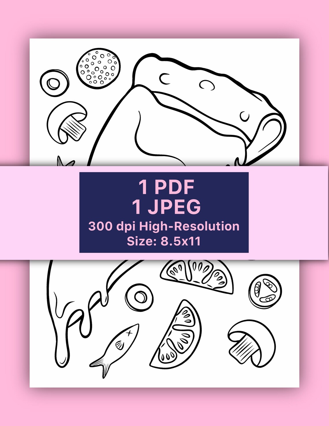 Pizza Slice Coloring Page Digital Download, Printable Pizza Paper Craft ...