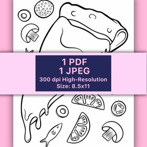 Pizza Slice Coloring Page Digital Download, Printable Pizza Paper Craft ...