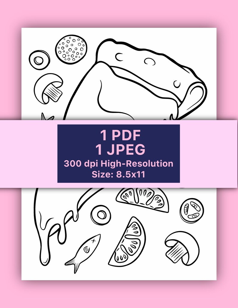 Pizza Slice Coloring Page Digital Download, Printable Pizza Paper Craft ...